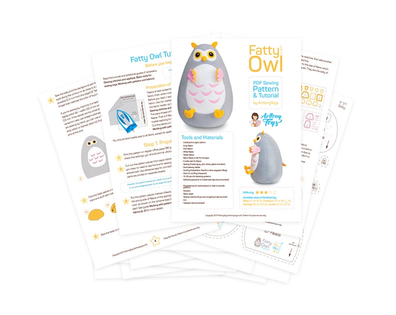 Fatty Owl Pattern for Sewing PDF Stuffed Owl Pattern - Etsy