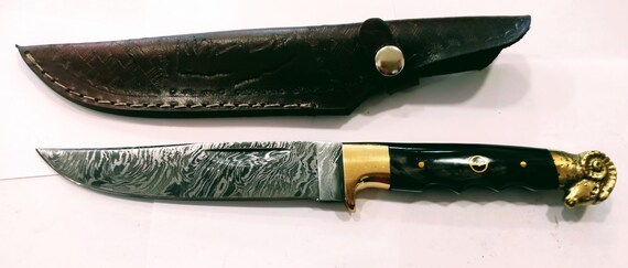 Damascus Knife Ram Head - Etsy