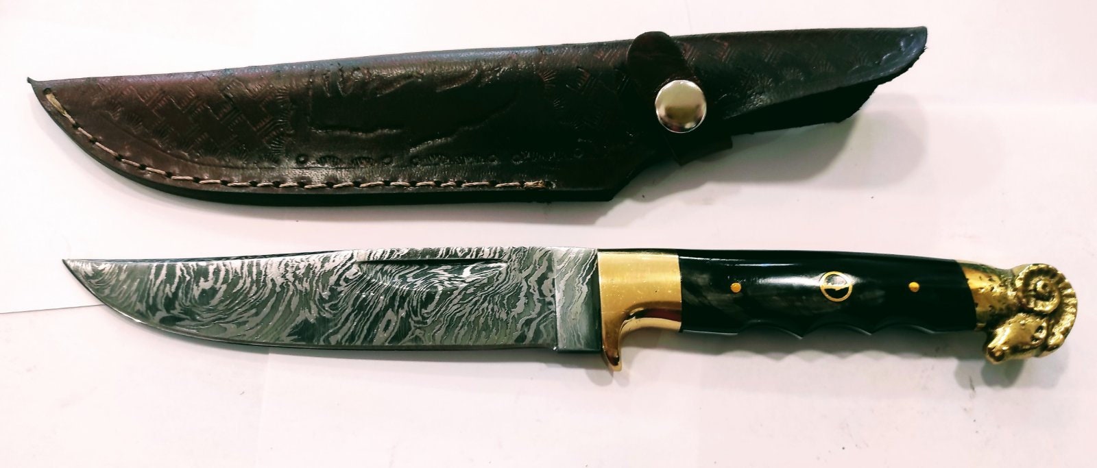 Damascus Knife Ram Head - Etsy