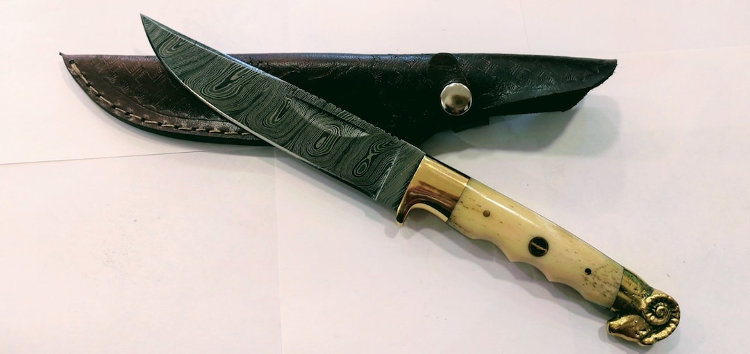 Damascus Knife Ram Head - Etsy
