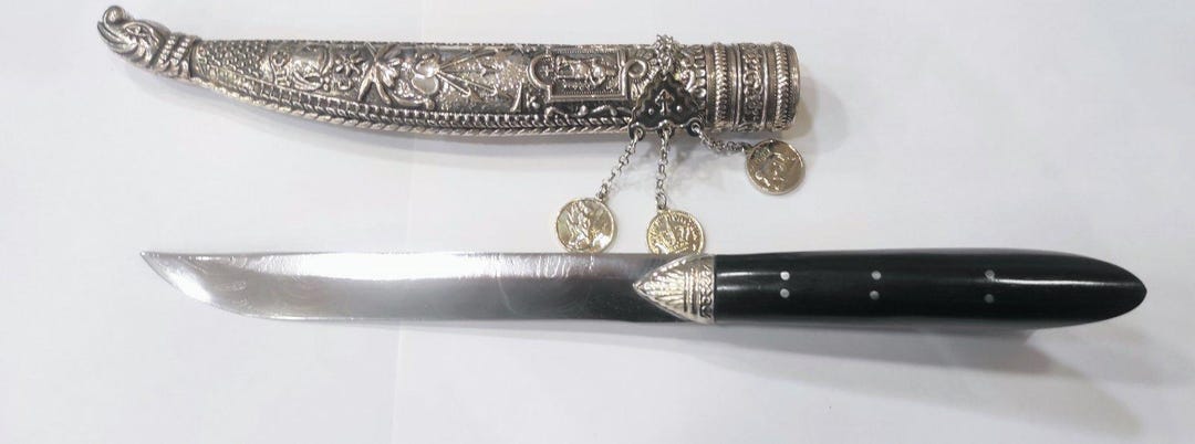 Cretan, Traditional, Original, Handmade, Carved Silver, Damascus 12 ...