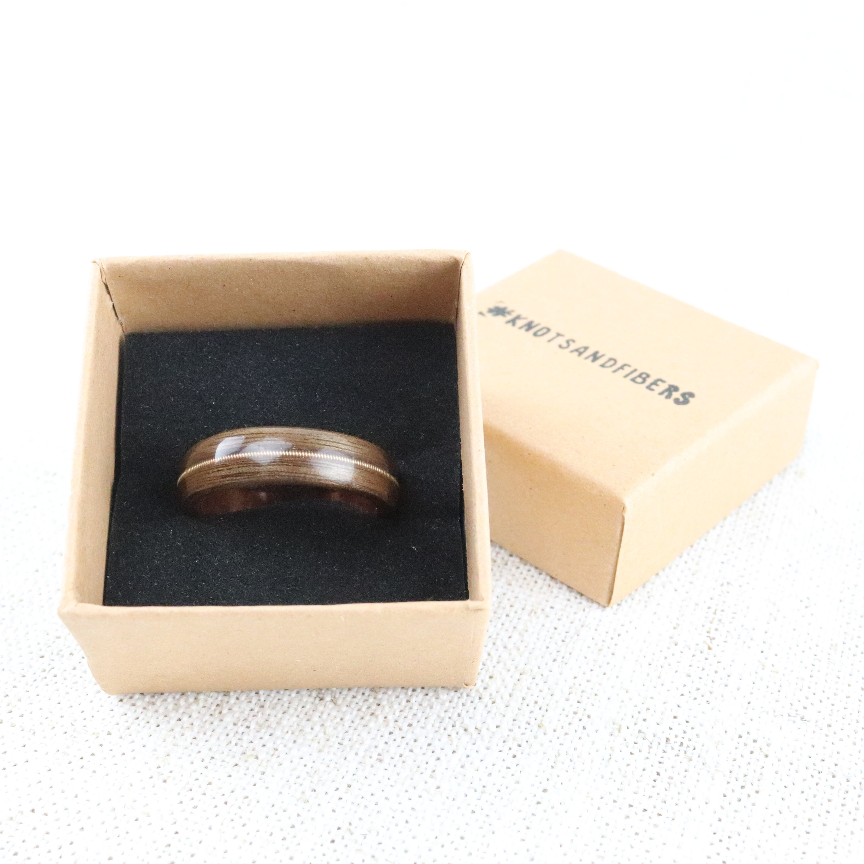 Men's Wedding Ring Guitar String Inlay Walnut and Copper - Etsy