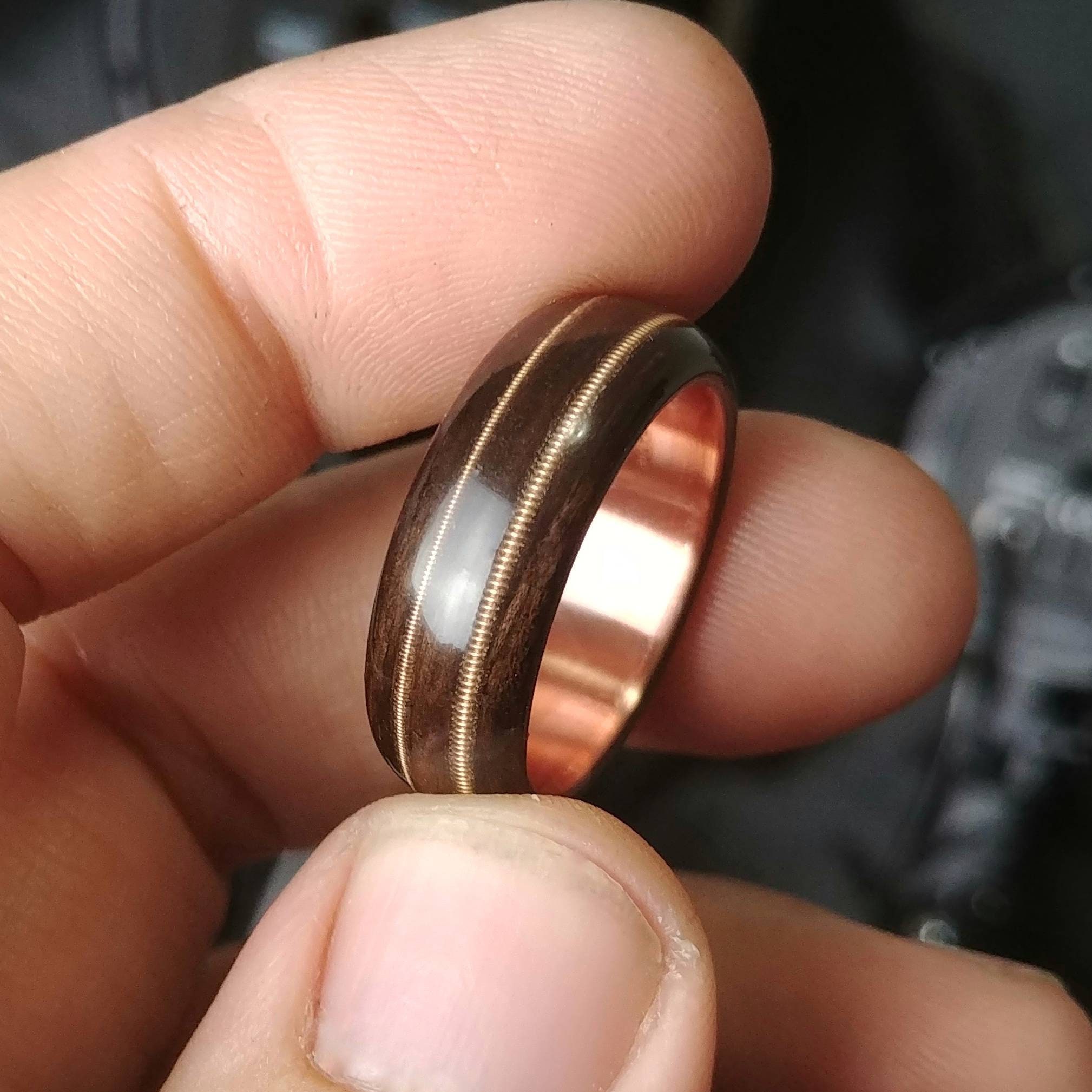 Men's Wedding Ring Double Guitar String Inlay E. Indian - Etsy