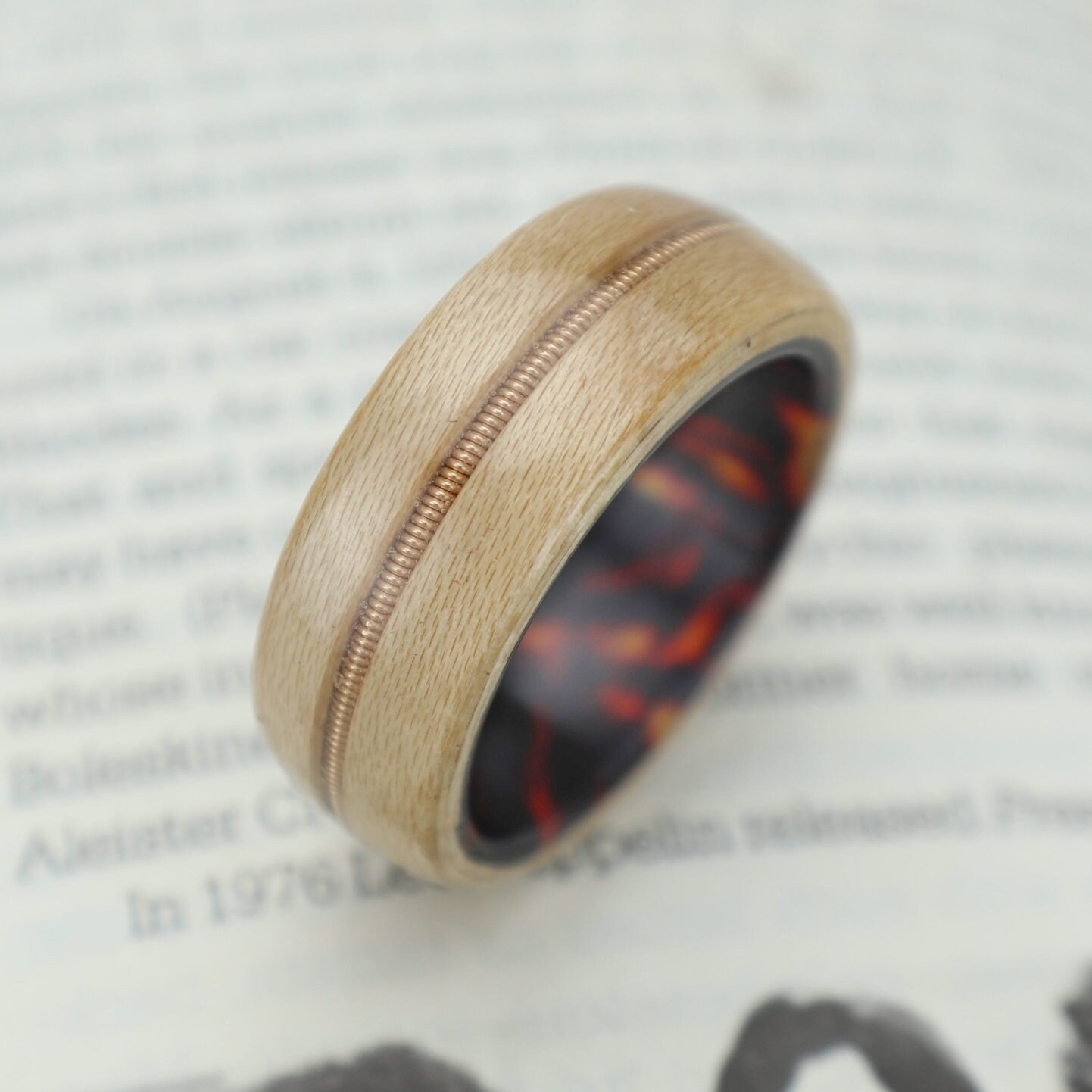 Men's Wedding Ring Guitar String Inlay Maple Wood Ring | Etsy