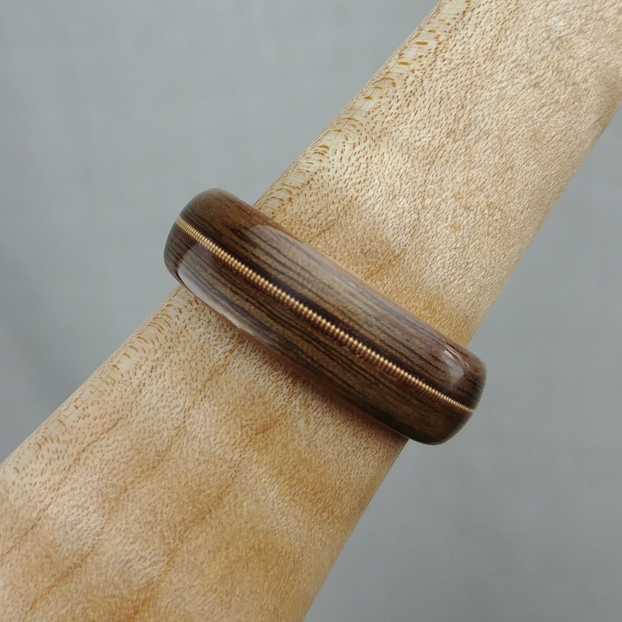Men's Wedding Ring Guitar String Inlay Walnut and Copper - Etsy