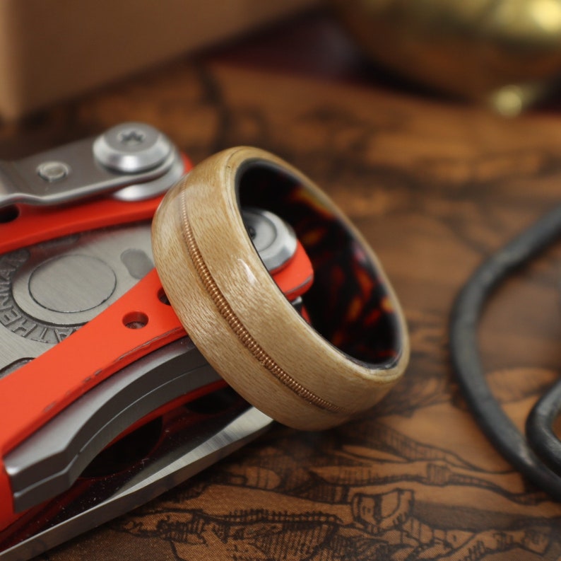 Men's Wedding Ring Guitar String Inlay Maple Wood Ring - Etsy