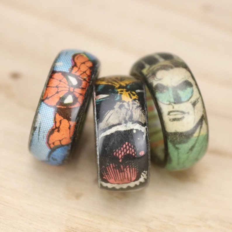 Comic Book Rings Vintage Superhero Jewelry With Ring Box - Etsy