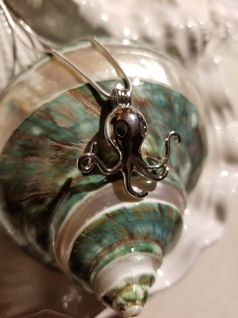 Silver Plated Octopus Cage Pendant With 20 Inch Sterling Silver Chain ...