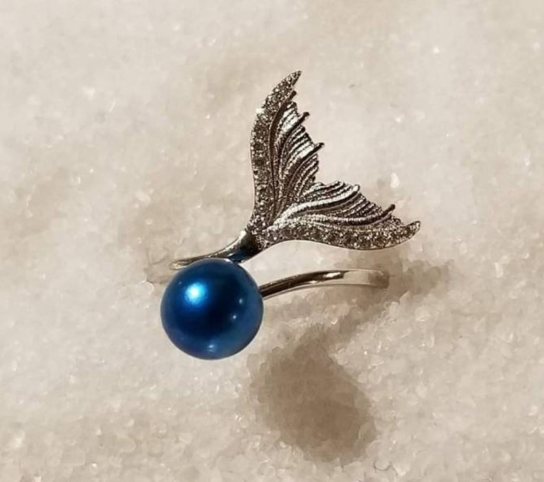 925 Sterling Silver Mermaid Ring Pearl Mount Adjustable - Etsy
