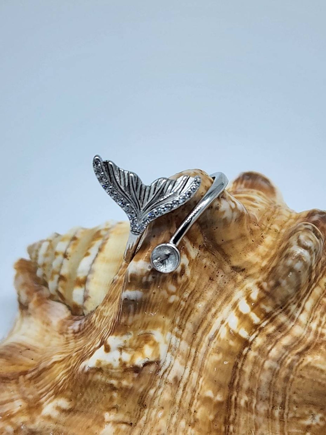 925 Sterling Silver Mermaid Ring Pearl Mount - Adjustable (pearls NOT ...