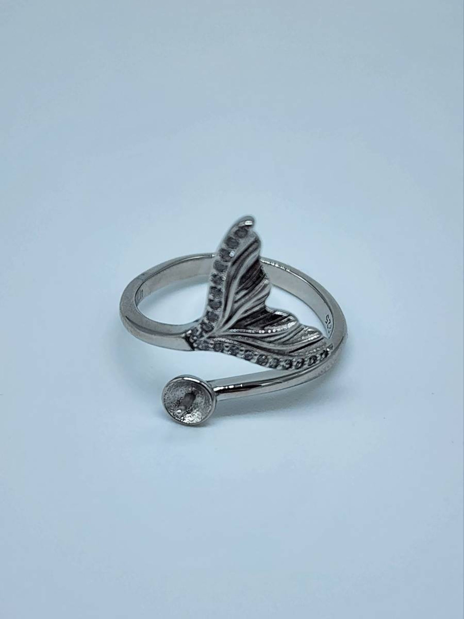 925 Sterling Silver Mermaid Ring Pearl Mount - Adjustable (pearls NOT ...