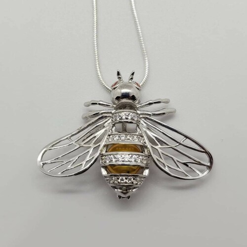 Sterling Silver Bee Pearl Cage Pendan With 20 in Sterling - Etsy