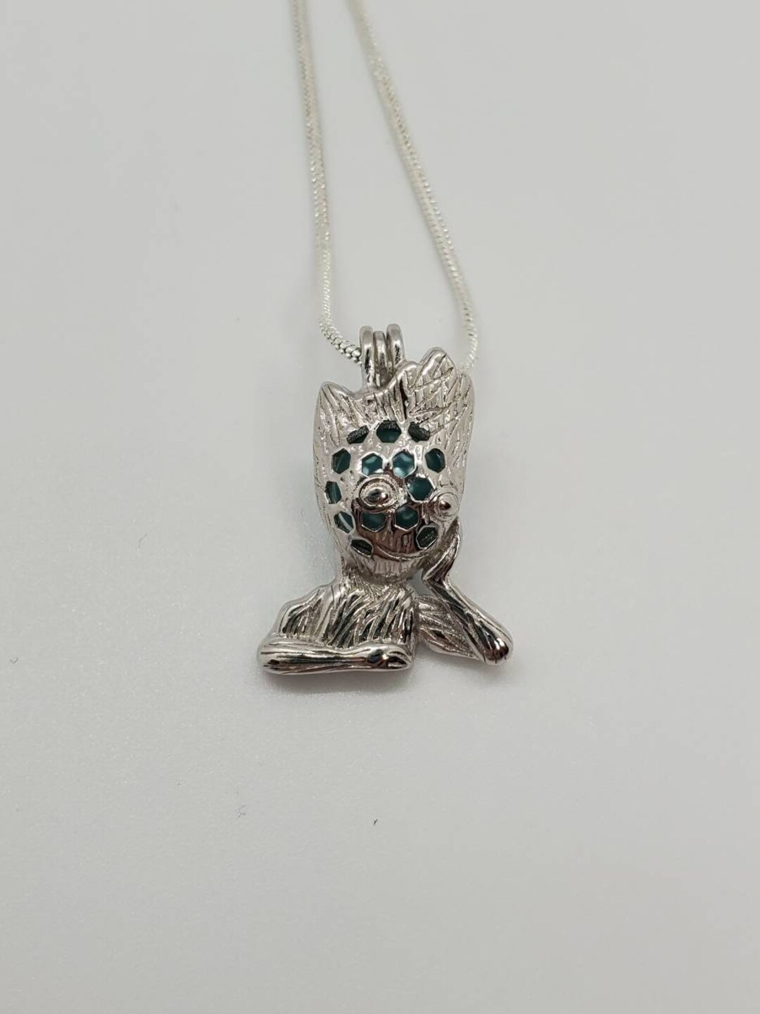 CLEARENCE!! Sterling Silver Baby Groot Pearl Cage Pendant With 20 Inch ...
