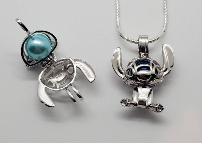 925 Sterling Silver Stitch Alien Pearl Cage Pendant with | Etsy