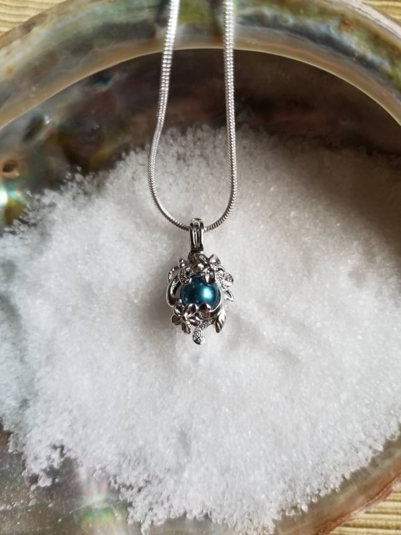 925 Sterling Silver Flower Pearl Cage Pendant With 20 Inch Sterling ...