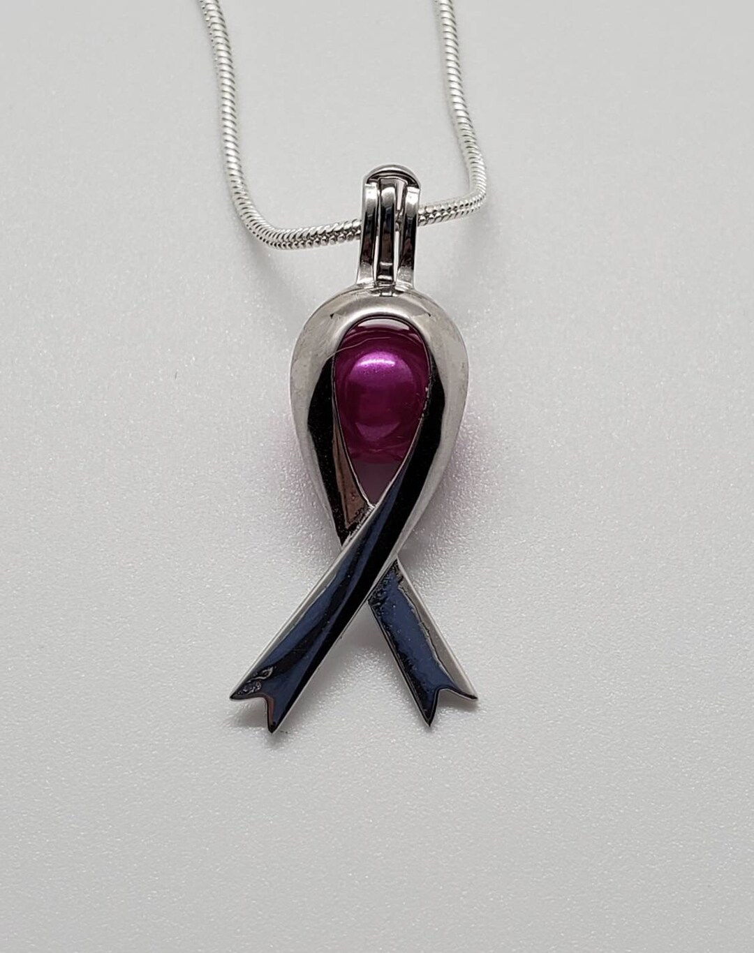 925 Sterling Silver Support Ribbon Cage Pendant With 20 Inch - Etsy