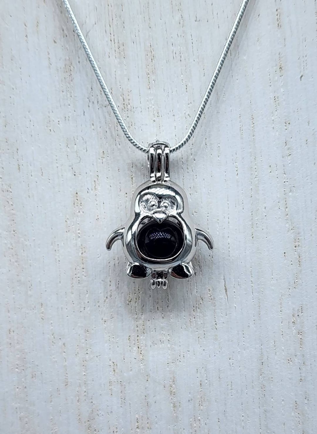 925 Sterling Silver Penguin Pearl Cage Pendant With 20 Inch 925 ...