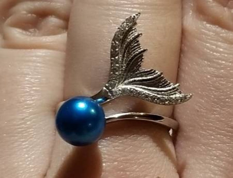 925 Sterling Silver Mermaid Ring Pearl Mount Adjustable | Etsy