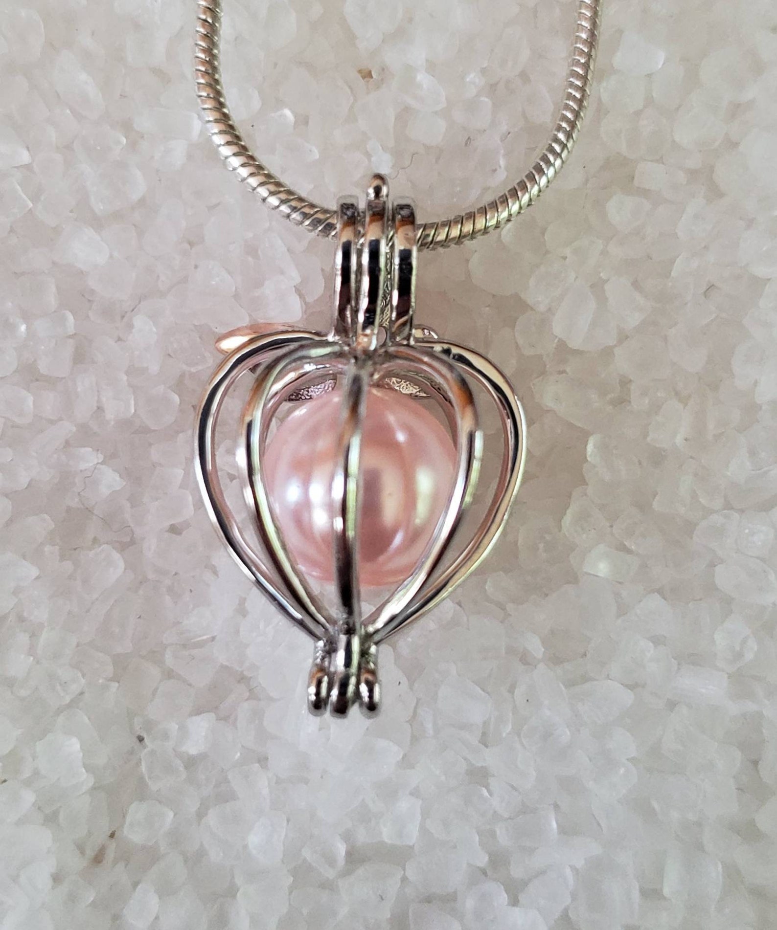 925 Sterling Silver Pearl Cage With Rose Gold Butterfly and 20 | Etsy