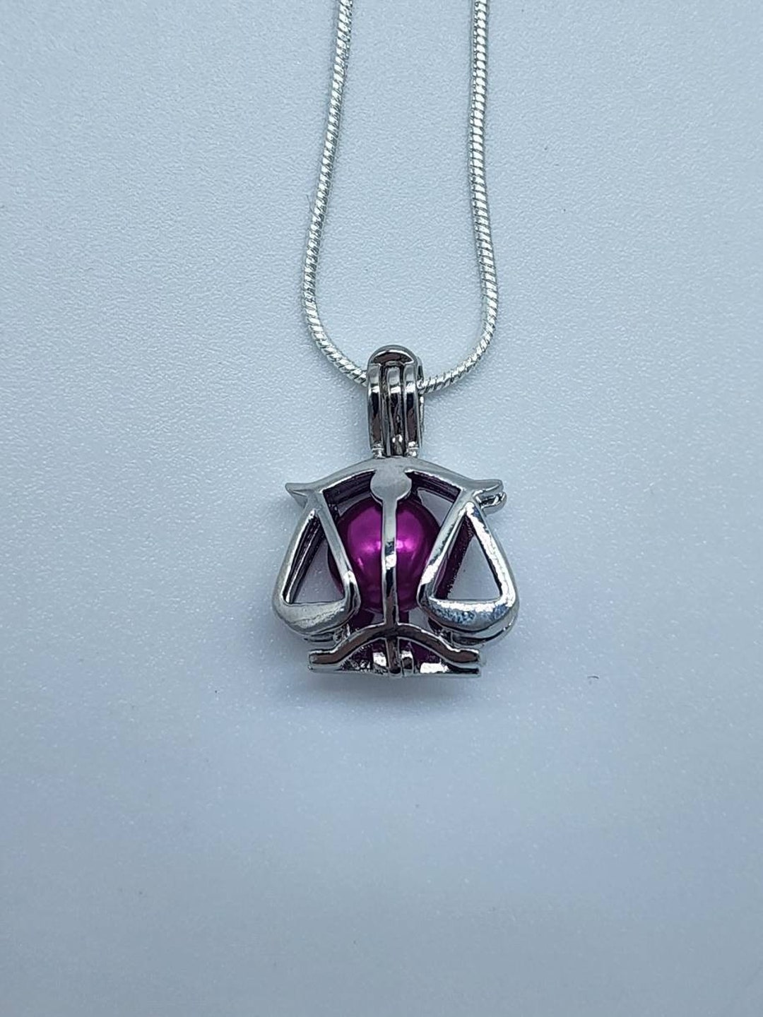 Silver Plated Libra Scales Zodiac Pearl Cage Pedant With - Etsy