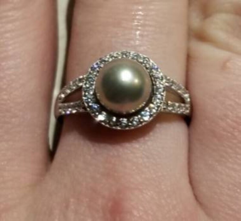 925 Sterling Silver Adjustable Halo Pearl Ring Mount Setting (pearls ...