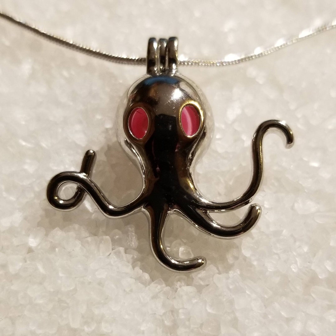 Silver Plated Octopus Cage Pendant With 20 Inch Sterling Silver Chain ...