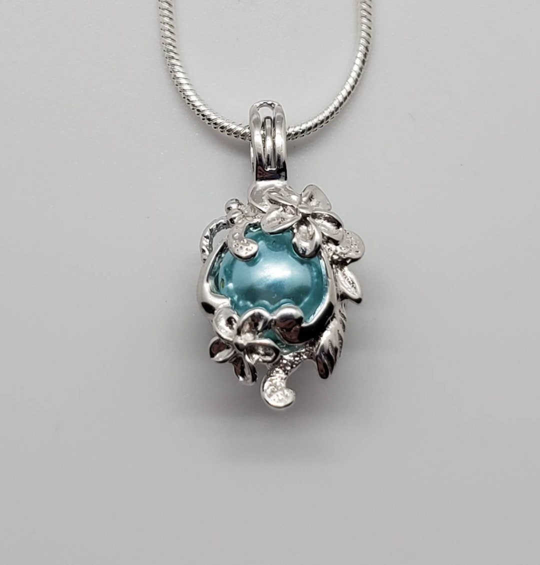 925 Sterling Silver Flower Pearl Cage Pendant With 20 Inch Sterling ...