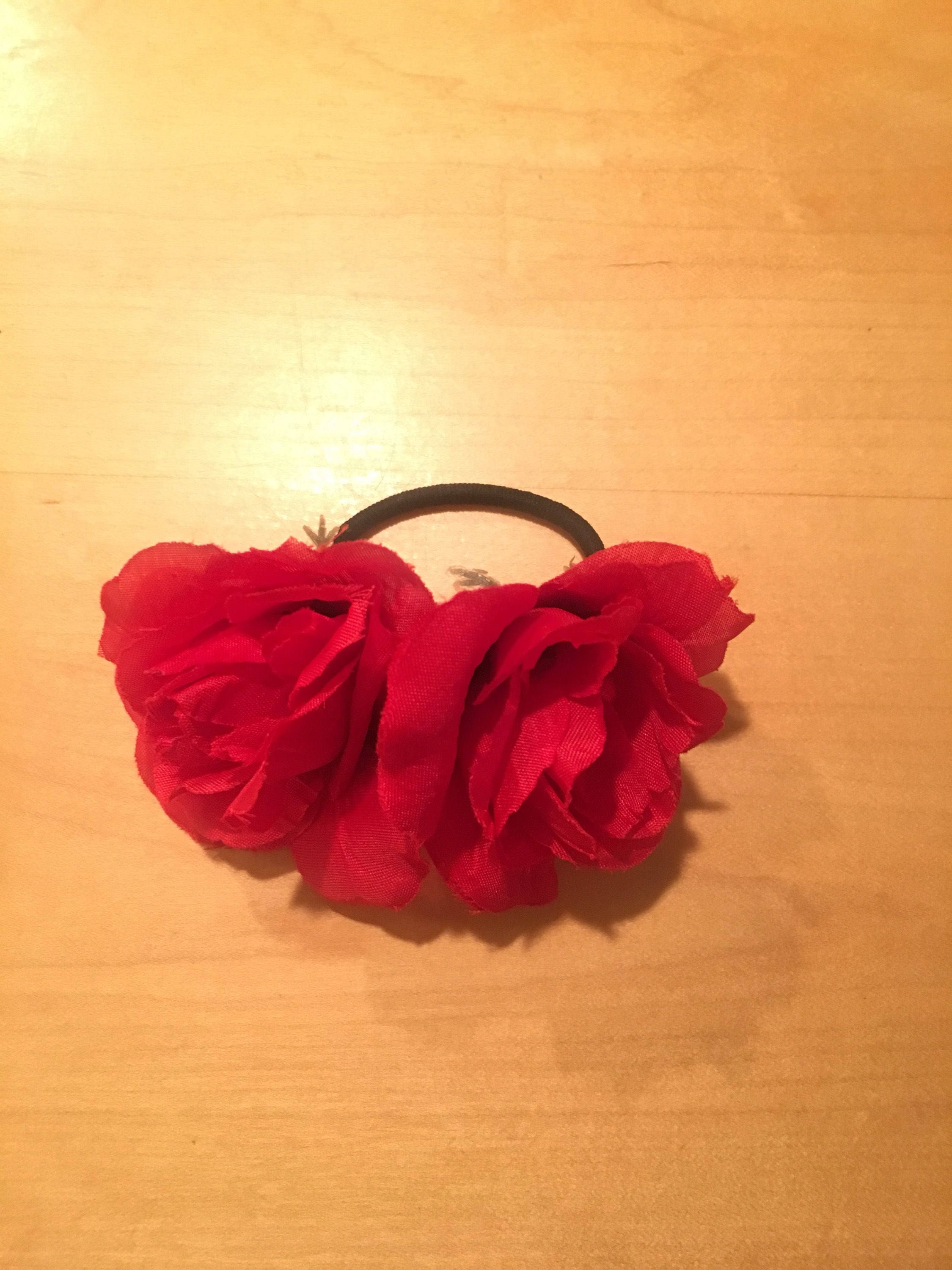 Red Rose Bun Wrap Flower Hair Tie Bun Wrap Bun Crown Bun - Etsy