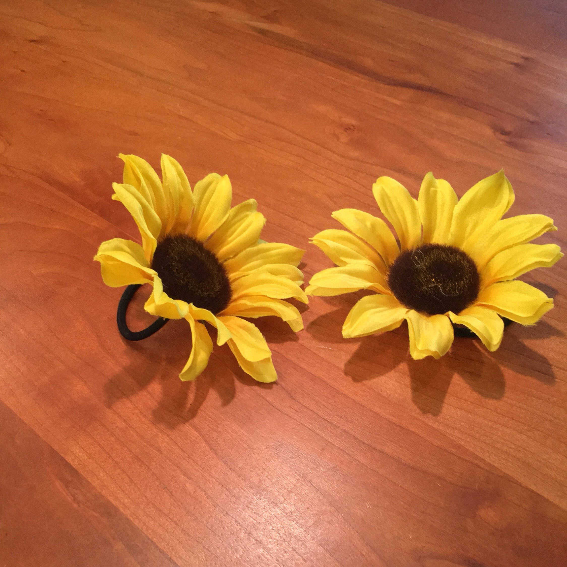 Sunflower Hair Tie Sunflower Bun Wrap Sunflower Ponytail - Etsy