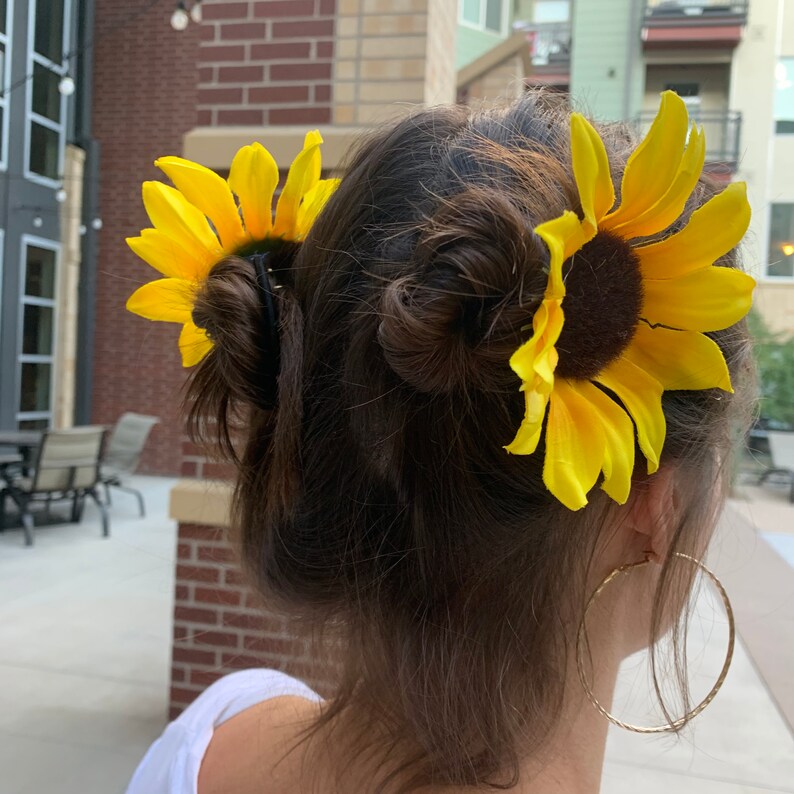Sunflower Hair Tie Sunflower Bun Wrap Sunflower Ponytail - Etsy