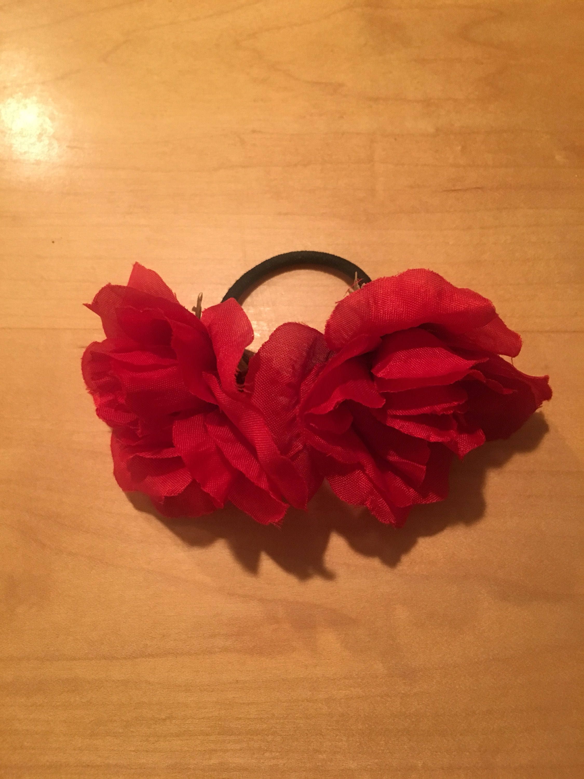 Red Rose Bun Wrap Flower Hair Tie Bun Wrap Bun Crown Bun - Etsy