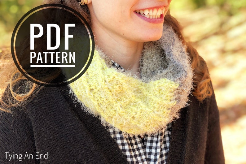 Fuzzy Infinity Scarf Crochet Pattern // PDF Pattern, Fuzzy Yarn ...