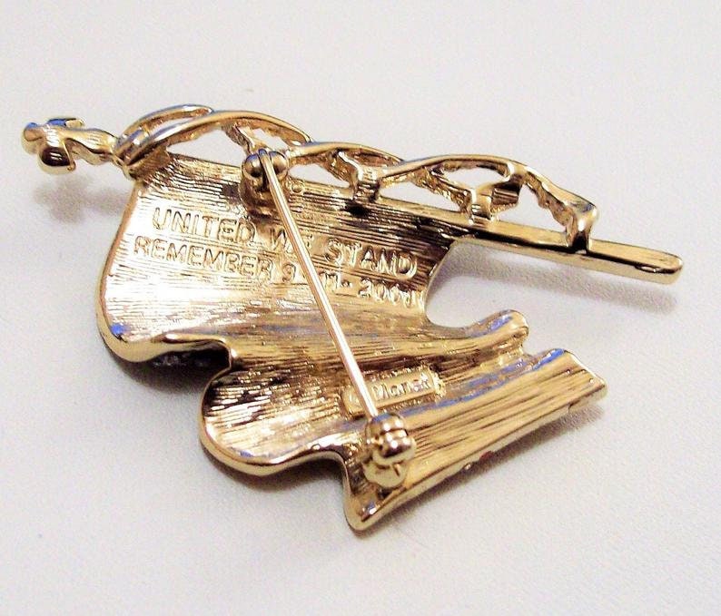 Monet American USA Flag Pin Brooch Gold Tone United We Stand - Etsy