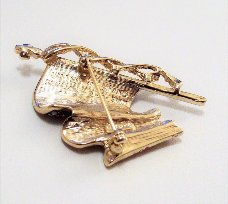 Monet American USA Flag Pin Brooch Gold Tone United We Stand - Etsy