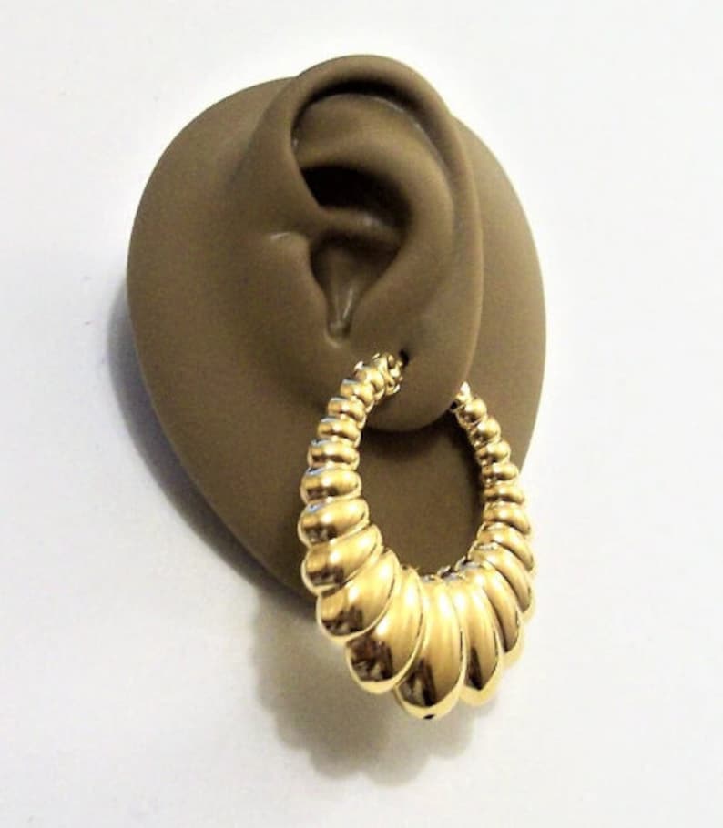 1 7/8" Monet Extra Large Shrimp Graduated Hoops Pierced Earrings Gold ...