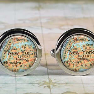 New York Cufflinks, New York City Map Cufflinks Wedding Gift ...