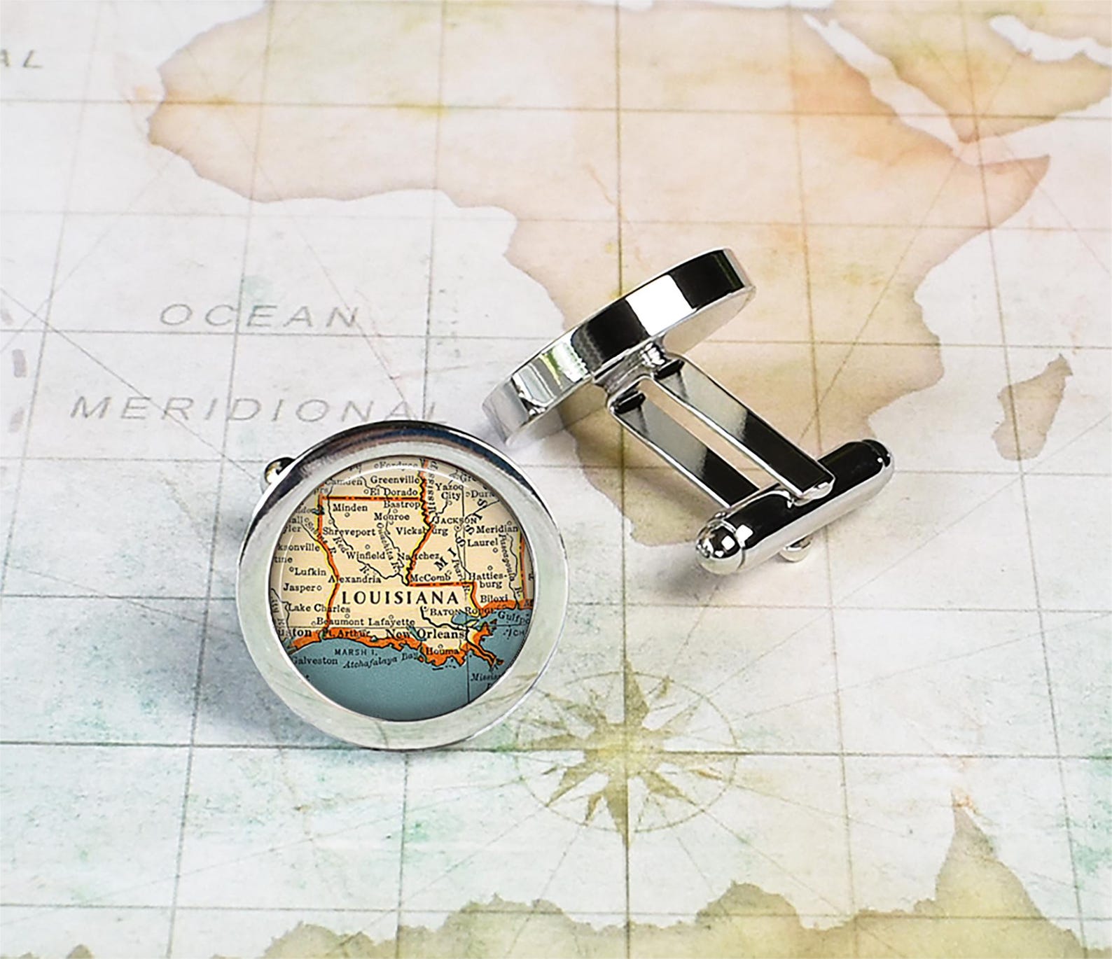 Louisiana Cufflinks, Louisiana Map Cufflinks Anniversary or Wedding ...