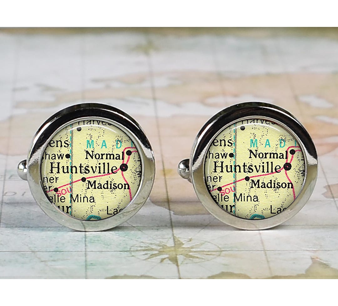 Huntsville, Alabama Cufflinks, Map Cuff Links Anniversary or Wedding ...