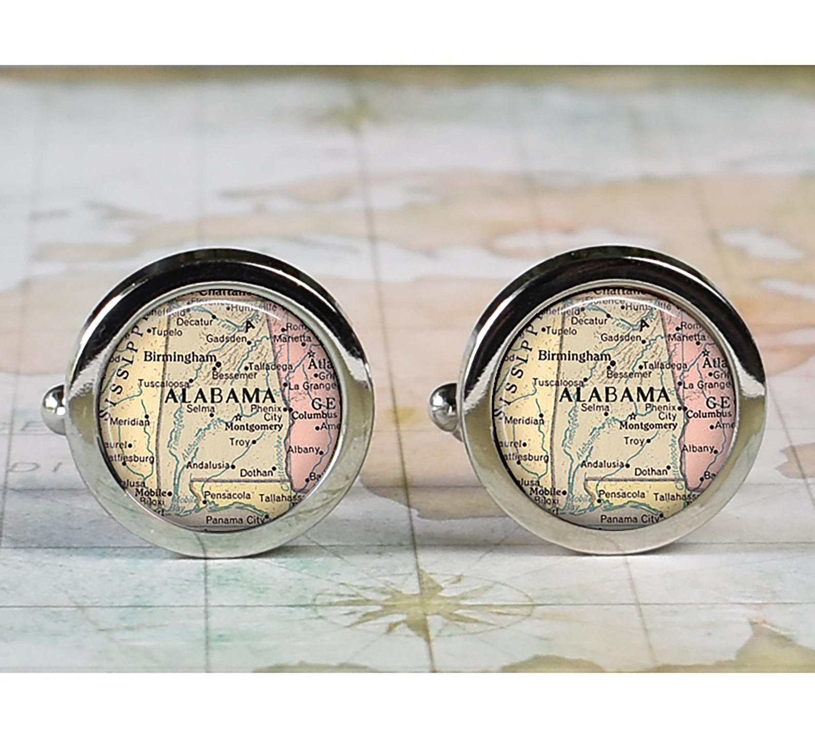 Alabama Cufflinks, Alabama State Map Cufflinks Anniversary or Wedding ...