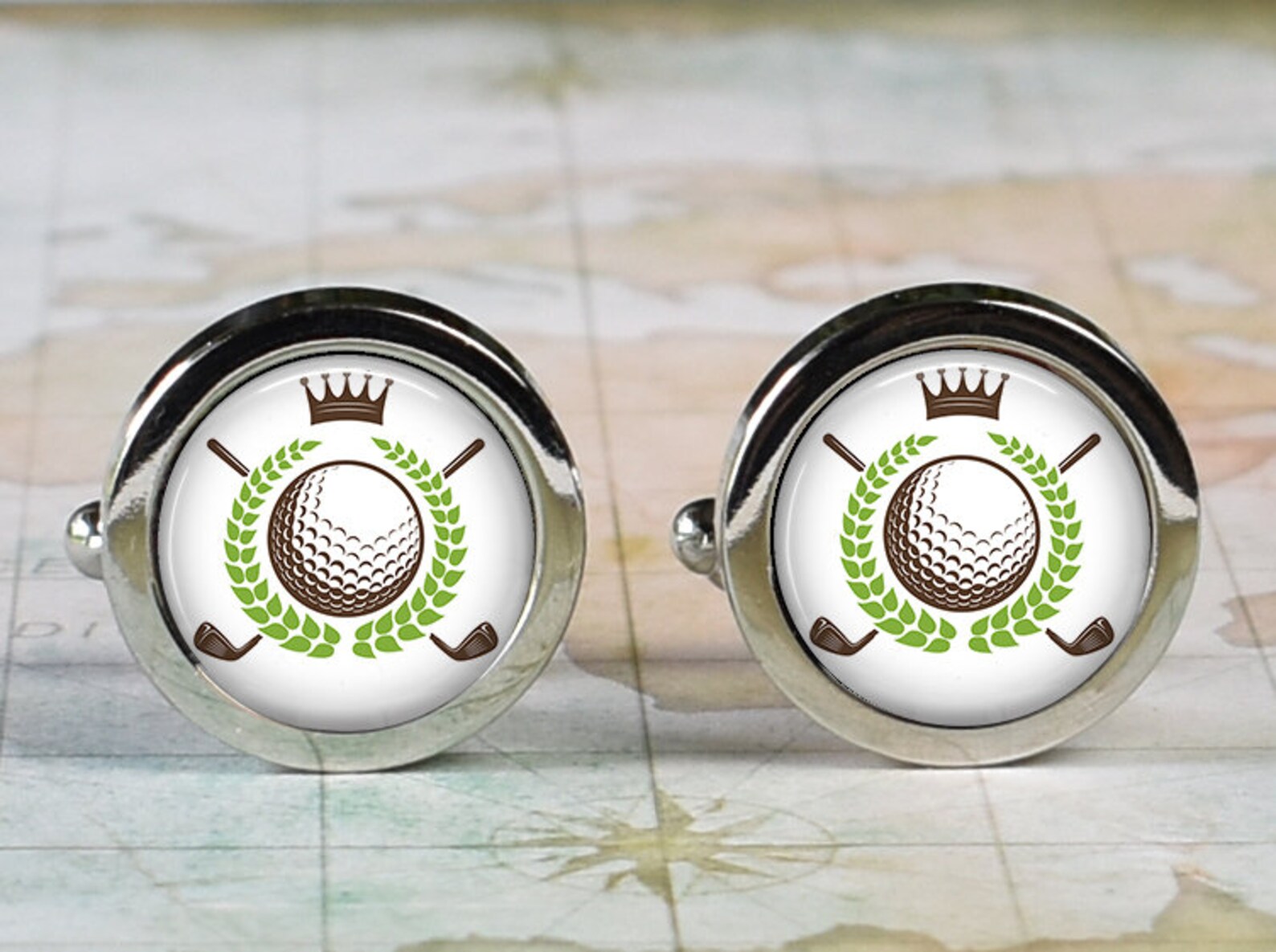 King of the Green Golf Cufflinks, Golf Cufflinks Gift for Golfer Father ...