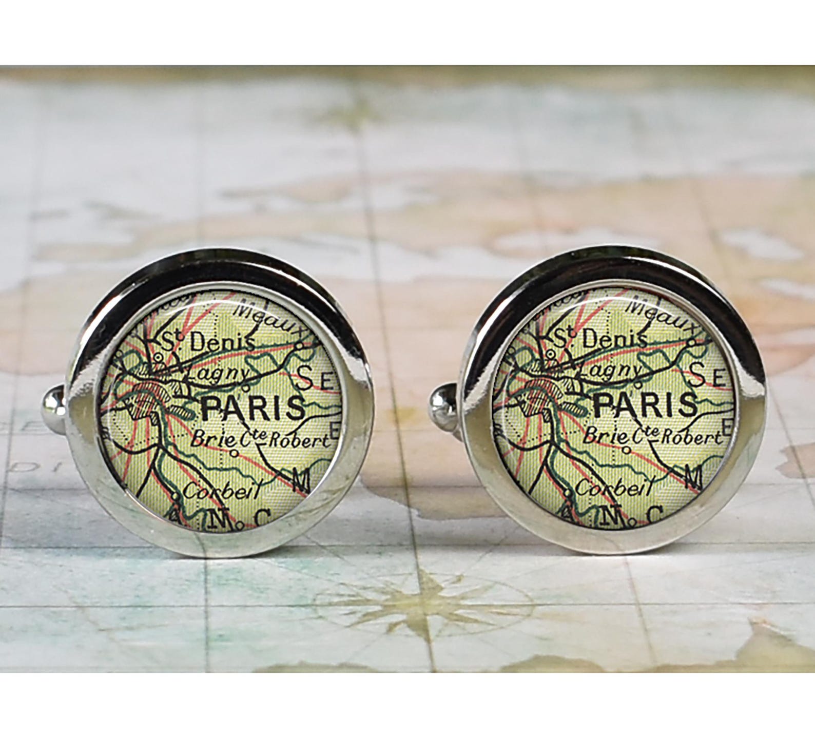 Paris Cufflinks, Paris Map Cufflinks Wedding Gift Anniversary Gift ...