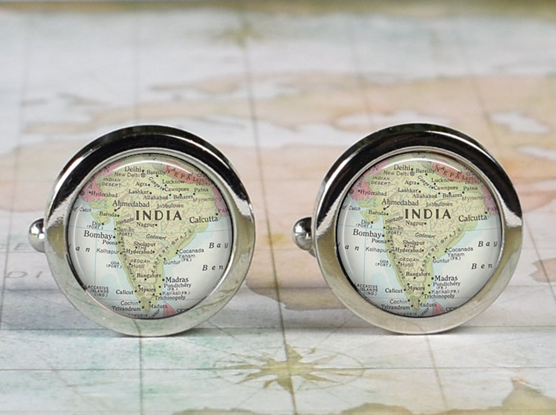 India cufflinks India map cufflinks anniversary or wedding | Etsy