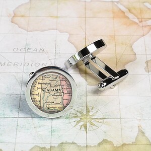 Alabama Cufflinks, Alabama State Map Cufflinks Anniversary or Wedding ...