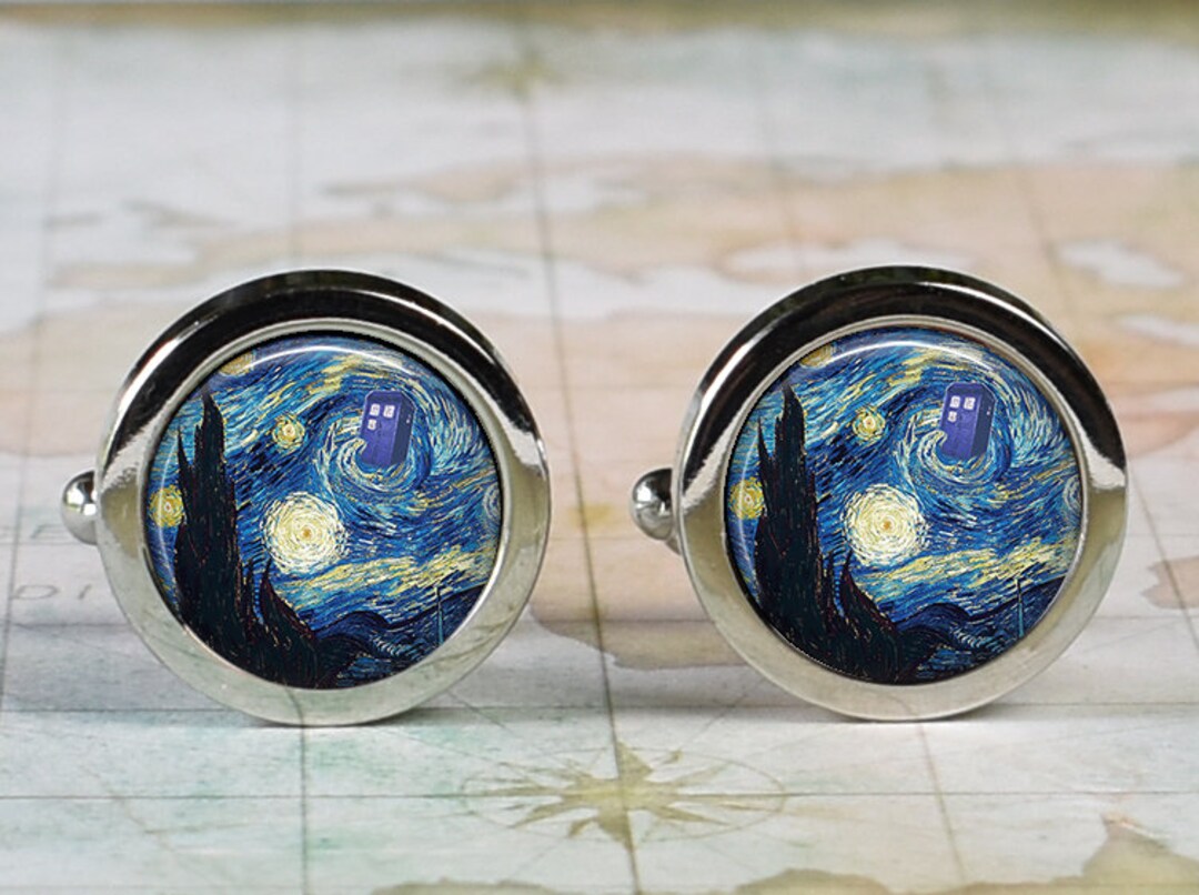 Starry Night Tardis Cufflinks, Dr Who Cufflinks Starry Night Tardis ...