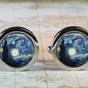Starry Night Tardis Cufflinks, Dr Who Cufflinks Starry Night Tardis ...