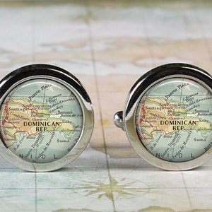 Dominican Republic Cufflinks, DR Map Cufflinks Anniversary or Wedding ...