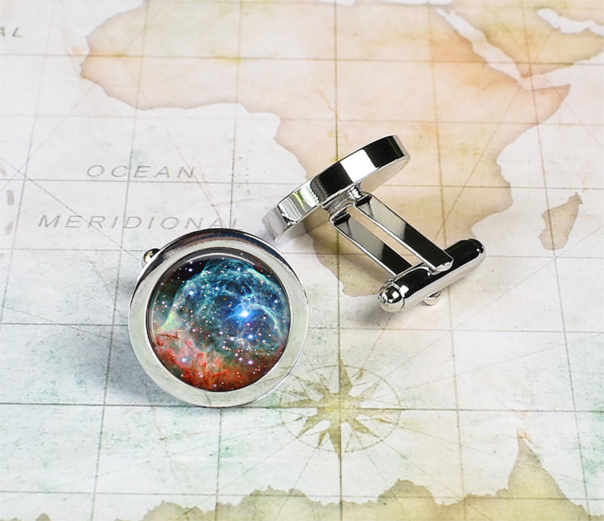 Thor's Helmet Cuff Links, Hubble Space Photo Celestial Nebula Cufflinks ...