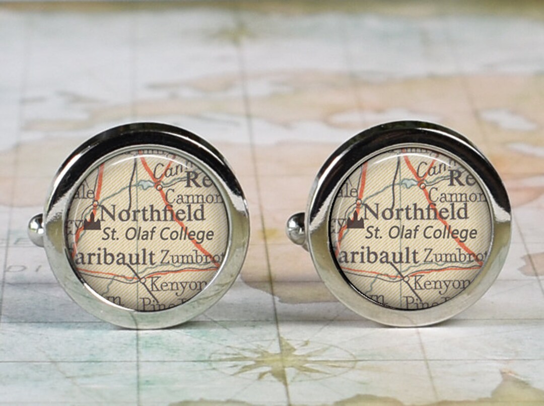 St Olaf College Cufflinks, St Olaf Map Cuff Links, Graduation Gift ...