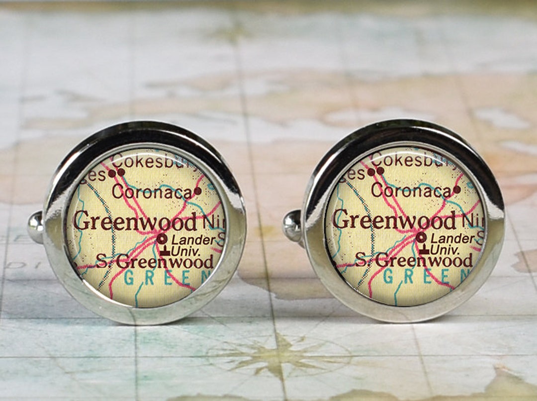 Lander University Cuff Links, Lander Map Cufflinks Greenwood SC Map ...