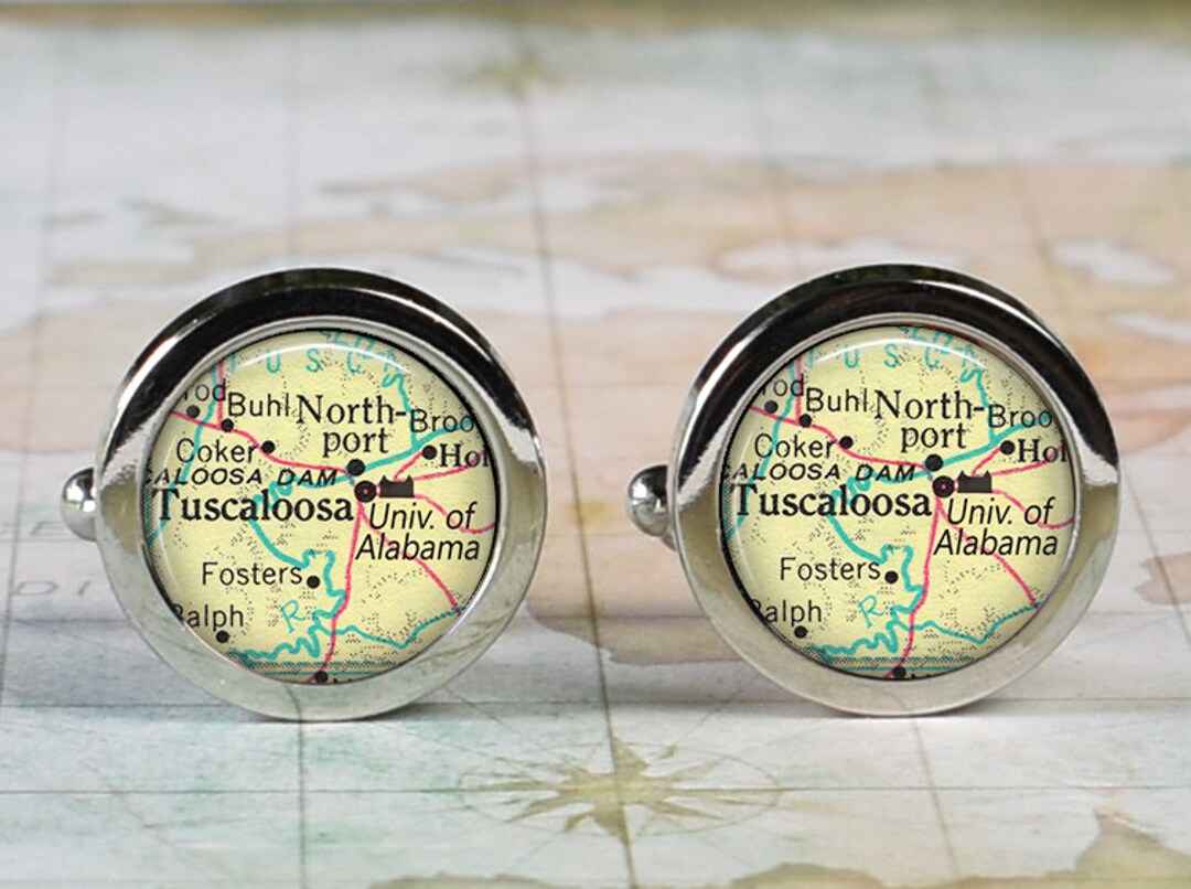 University of Alabama Cufflinks UA Map Cuff Links Graduation - Etsy